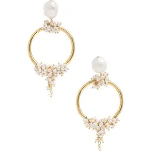 FREYA ROSE Seed And Baroque Pearl Hoop Earrings - Gold