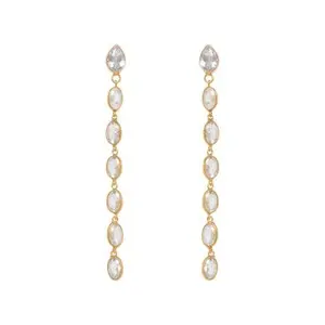 FREYA ROSE Oval Crystal Framed Drop Earrings