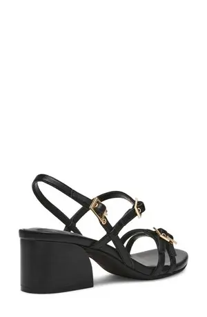 Anne Klein Mackenzie Strappy Sandals - Black Smooth
