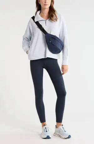 Zella Half-zip Waffle Stitch Pullover - Blue Ancient