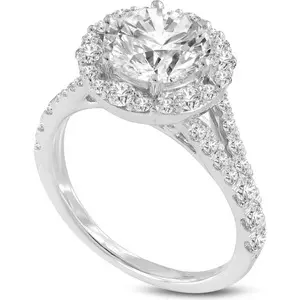 LUVMYJEWELRY 2.9ct Lab Grown Diamond Halo Engagement Ring - 14k White Gold