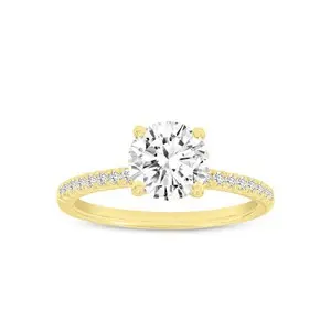 LUVMYJEWELRY 3.1 Ctw Lab Grown Diamond Engagement Ring - 14k Yellow Gold