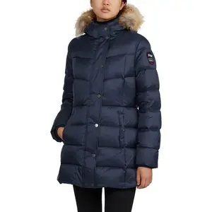 Pajar Roxy Quilted Down Puffer With Detachable Faux Fur Trim - Navy/crystal