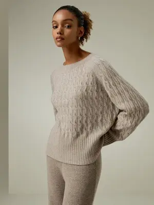 Lilysilk Baby Cashmere Cable-knit Sweater - Camel