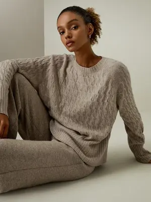 Lilysilk Baby Cashmere Cable-knit Sweater - Camel
