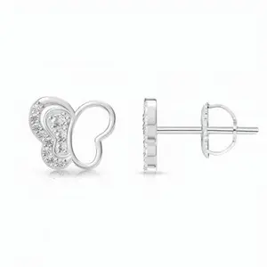 DONATELLO GIAN Sterling Cubic Zirconia Butterfly Stud Earrings - Silver