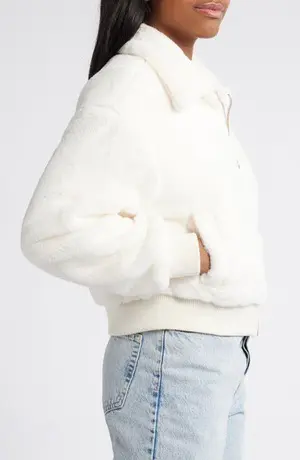 THREAD & SUPPLY Faux Fur Trucker Jacket - Ivory