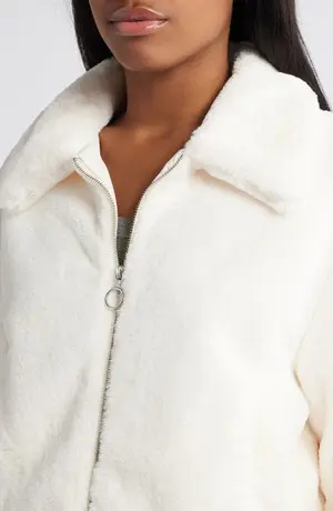 THREAD & SUPPLY Faux Fur Trucker Jacket - Ivory