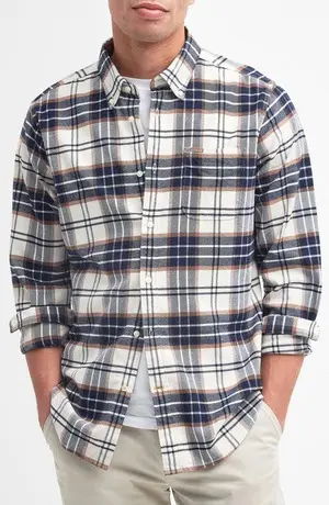 Barbour Portdown Tailored Fit Plaid Button-down Shirt - Beige