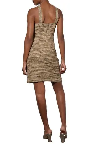Ming Wang Metallic Tweed Halter Sheath Dress