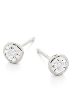 Monica Vinader Diamond Solitaire Stud Earrings - Silver