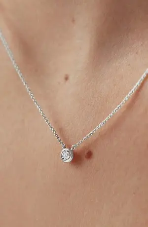 Monica Vinader Diamond Solitaire Pendant Necklace - Silver