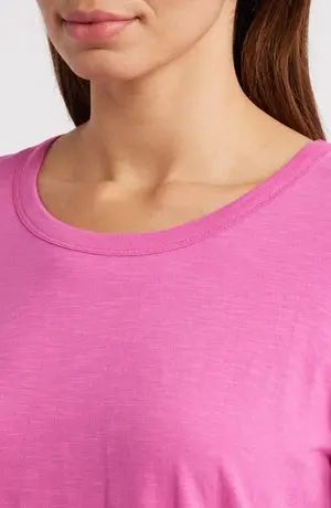 APNY Layered Hem Cotton Slub Top - Raspberry