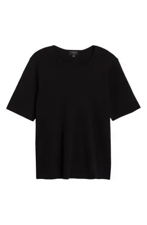 TAHARI ASL Ribbed Knit Top - Black