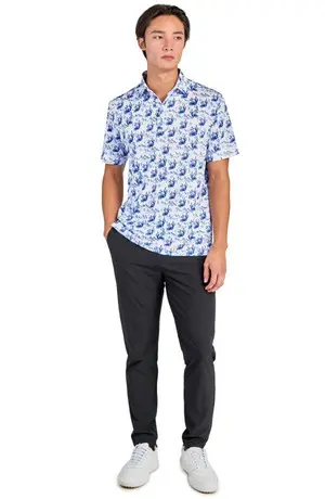 CON.STRUCT Regular Fit Cactus Print Performance Recycled Golf Polo
