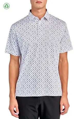 CON.STRUCT Regular Fit Golf Ball Print Recycled Performance Golf Polo - White/black