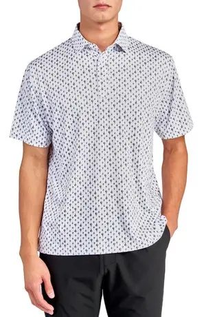 CON.STRUCT Regular Fit Golf Ball Print Recycled Performance Golf Polo - White/black