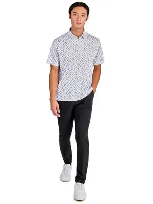 CON.STRUCT Regular Fit Golf Ball Print Recycled Performance Golf Polo - White/black