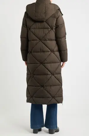 Sam Edelman Quilted Puffer Coat With Removable Hood - Caf Noir
