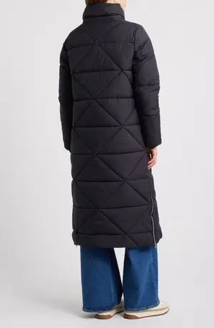 Sam Edelman Quilted Puffer Coat With Removable Hood - Navy Blue