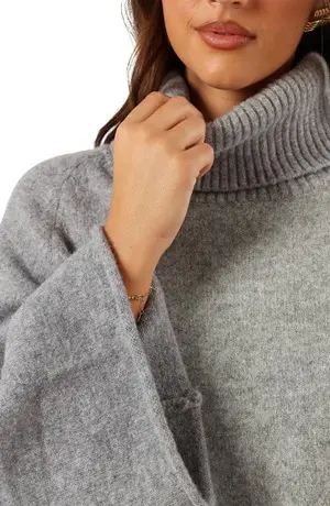 PETAL & PUP Bindy Oversize Turtleneck Sweater - Grey Marle