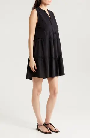 Elan Tiered Cotton-blend Dress - Black