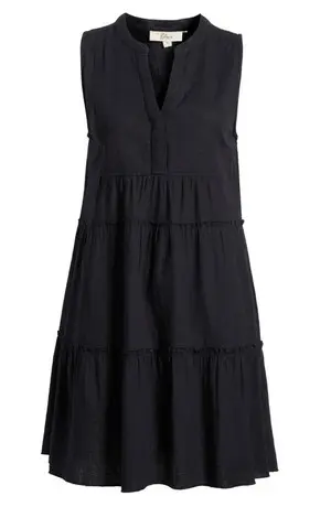 Elan Tiered Cotton-blend Dress - Black