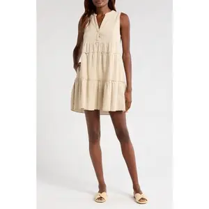 Elan Elan Tiered Cotton-Blend Dress Brown