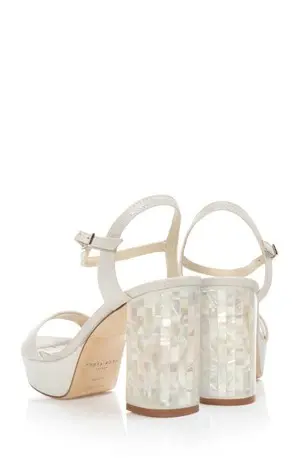 FREYA ROSE Gigi Ankle Strap Pearl Heel Sandal - Ivory