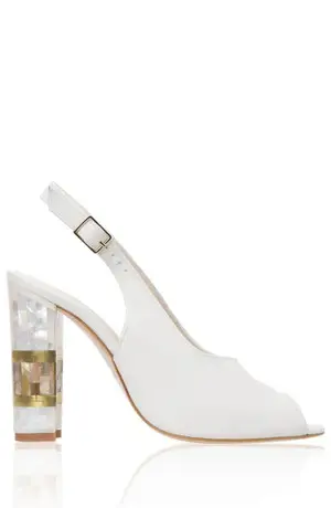 FREYA ROSE Zara Slingback Peep Toe Sandal - White