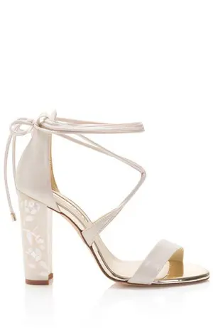 FREYA ROSE Flora Ankle Strap Pearl Heel Sandals - Ivory