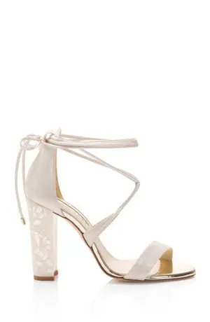 FREYA ROSE Flora Ankle Strap Pearl Heel Sandals - Ivory