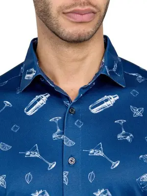 CON.STRUCT Cocktail Print Performance Button-down Shirt