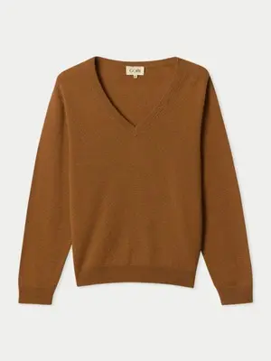 Gobi Cashmere V-neck Sweater - Chipmunk