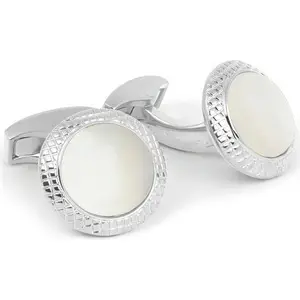 Tateossian Mother-of-pearl Bullseye Cuff Links - White