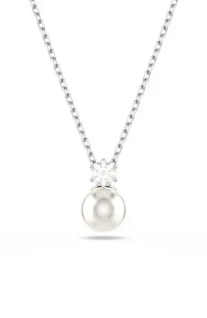 SWAROVSKI Matrix Faux Pearl & Crystal Pendant Necklace - Silver/ White
