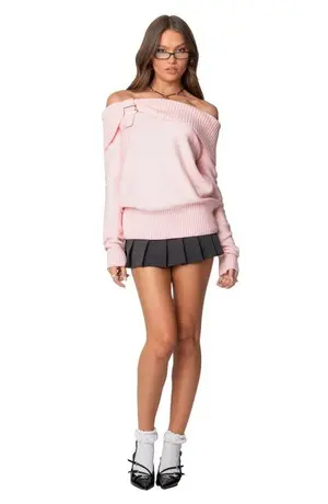 EDIKTED Marilyn Buckled Off-the-shoulder Sweater