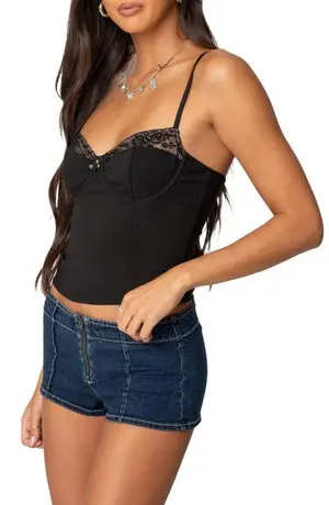 EDIKTED Coryn Lace Trim Corset Top