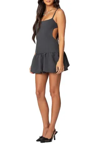 EDIKTED Open Back Bubble Hem Mini Dress