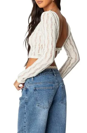 EDIKTED Twisted Back Knit Crop Top