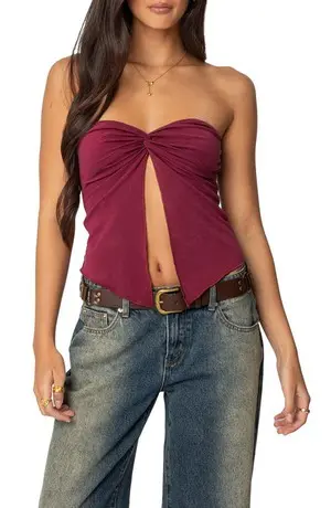 EDIKTED Twisted Split Front Tube Top