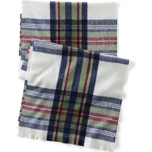 LANDS' END Cashtouch Winter Scarf Pattern Ivory/navy/burgundy Plaid