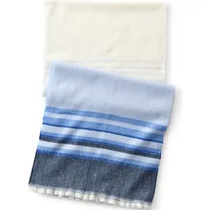 LANDS' END Cashtouch Winter Scarf Pattern Light Cornflower Ombre Stripe
