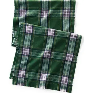 LANDS' END Cashtouch Winter Scarf Pattern Light Emerald Plaid