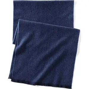 LANDS' END Cashtouch Winter Scarf Pattern - Navy/muted Cobalt Herringbone