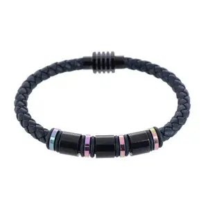 Trafalgar Magnetic Secure Clasp Leather Bracelet - Subtle Color