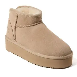 DEARFOAMS Fireside Kingston Genuine Shearling Platform Bootie - Sand
