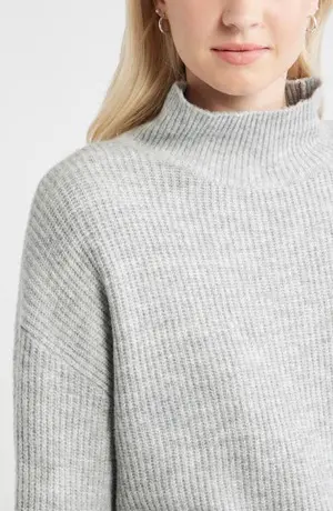 Bp. Oversized Mock Neck Sweater - Grey Heather