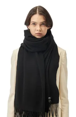 Gobi Cashmere Oversized Cashmere Woven Scarf Black