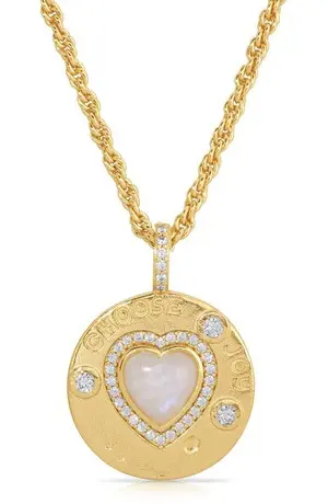 JOY DRAVECKY JEWELRY Heart Moonstone Pendant Necklace